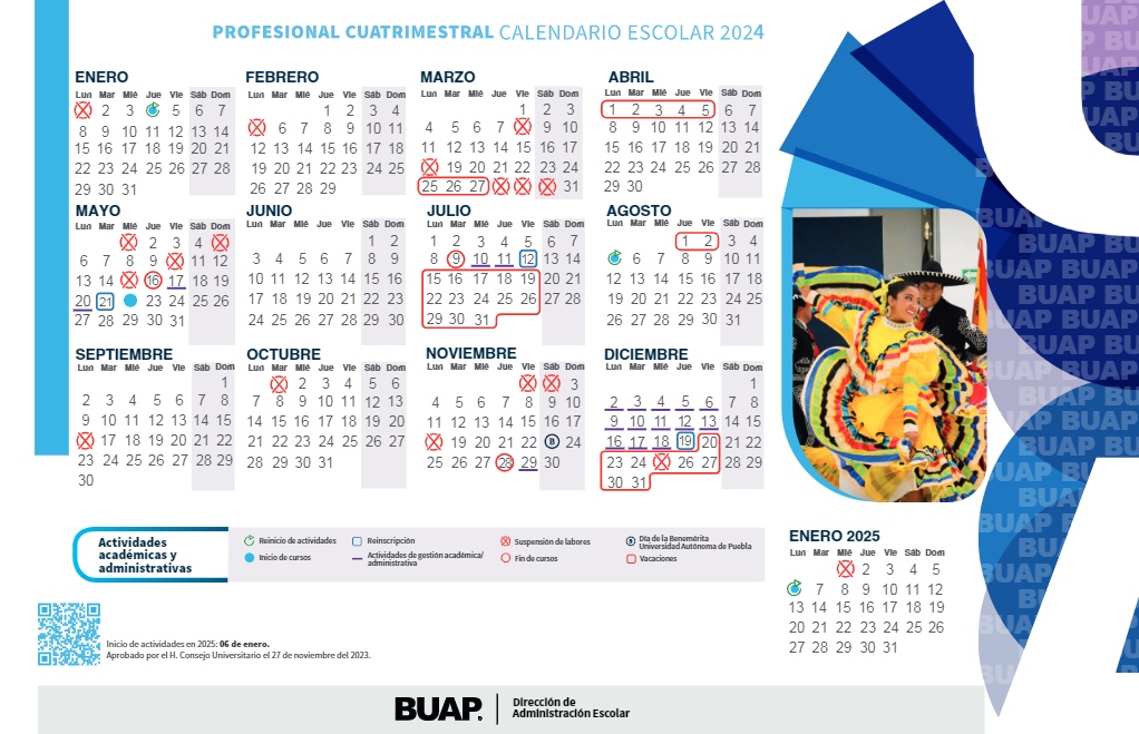 Calendarios Institucionales 2024 | Benemérita Universidad Autónoma de ...